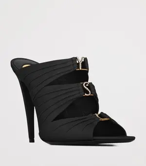 Saint Laurent Satin Crepe Emilie Mules - Black