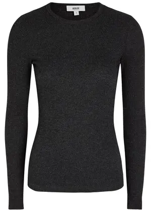 AGOLDE Delphi Long Sleeve Knit Top - Black