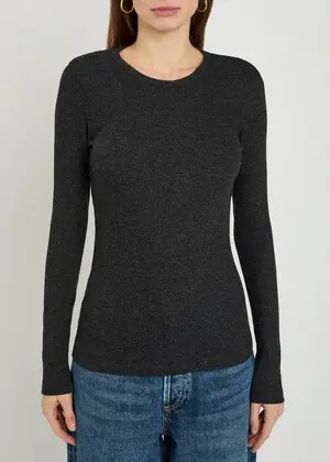 AGOLDE Delphi Long Sleeve Knit Top - Black