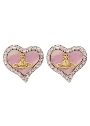 VIVIENNE WESTWOOD Petra Heart Crystal-embellished Stud Earrings - Pink