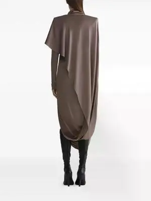 MUGLER Draped High-neck Midi Dress - Brown