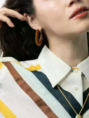 Gas Bijoux Izzia Beaded Hoop Earrings - Gold