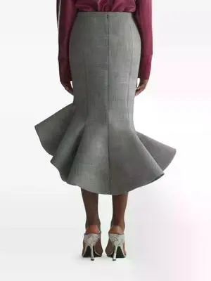 MUGLER Check Ruffle Trim Skirt - Grey