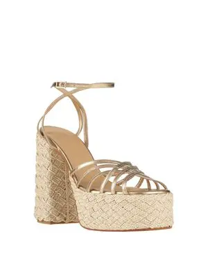 CastaÑer Metallic Leather Platform Sandals With Buckle Ankle Strap - Grey