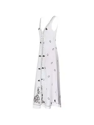 P.a.r.o.s.h Embroidered Linen Midi Dress