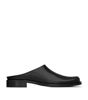 Saint Laurent Leather Angus Mules - Black