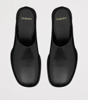 Saint Laurent Leather Angus Mules - Black