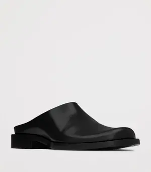 Saint Laurent Leather Angus Mules - Black