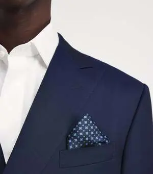 Eton Silk Floral Pocket Square - Navy