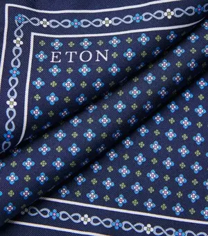 Eton Silk Floral Pocket Square - Navy