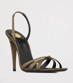 Saint Laurent Satin Kate 110 Sandals - Brown