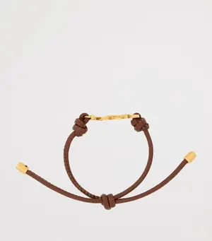 Saint Laurent Leather Cassandre Bracelet - Beige