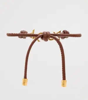 Saint Laurent Leather Cassandre Bracelet - Beige