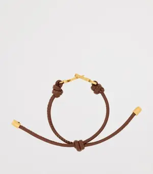 Saint Laurent Leather Cassandre Bracelet - Beige