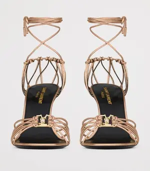 Saint Laurent Babylone 90 Metallic Leather Sandals - Pink