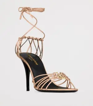 Saint Laurent Babylone 90 Metallic Leather Sandals - Pink