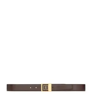 Saint Laurent Leather Belt With Monogram - Brown