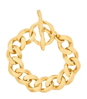 Saint Laurent Hammered Curb Chain Link Bracelet - Metallic