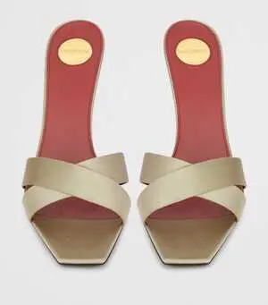 Saint Laurent Satin Opyum Mules With Cassandre Heel