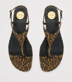 Saint Laurent Leopard Print Cassandra Sandals