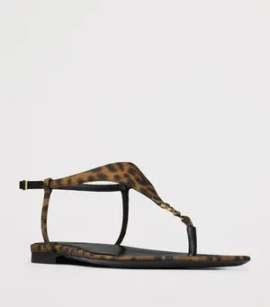 Saint Laurent Leopard Print Cassandra Sandals