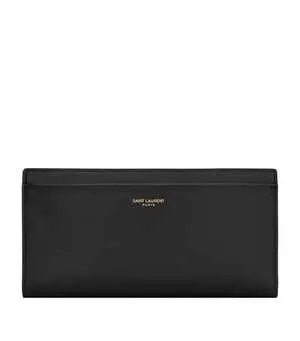 Saint Laurent Large Leather Zip-around Wallet - Black
