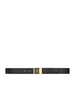 Saint Laurent Leather Belt With Logo - Black