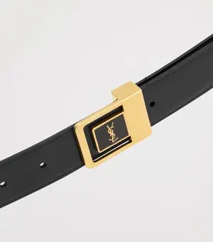 Saint Laurent Leather Logo Belt - Black