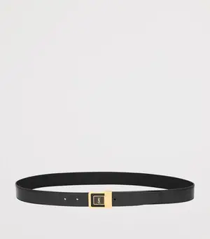Saint Laurent Leather Logo Belt - Black