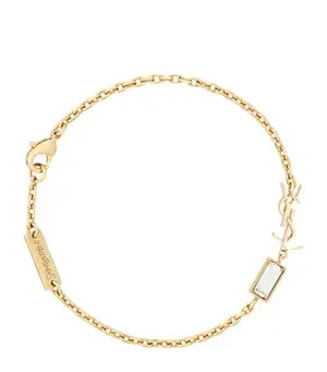 Saint Laurent Embellished Cassandre Chain Bracelet - Metallic