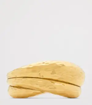 Saint Laurent Hammered Open Cuff Bracelet - Yellow