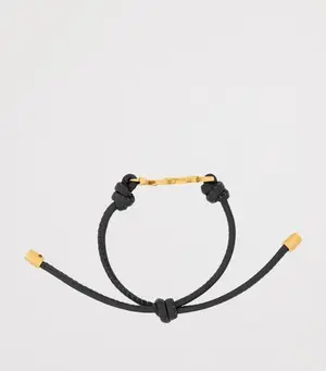 Saint Laurent Leather Cassandre Bracelet - Black