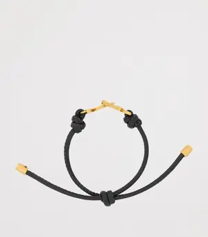Saint Laurent Leather Cassandre Bracelet - Black