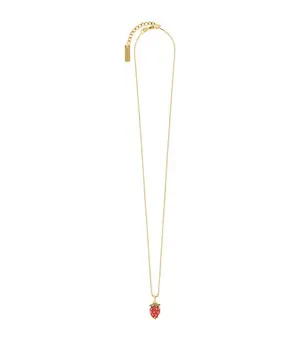 Saint Laurent Enamelled Strawberry Pendant Necklace - Nude