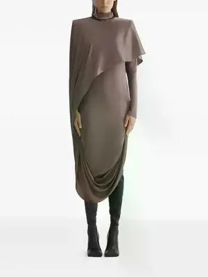 MUGLER Draped High-neck Midi Dress