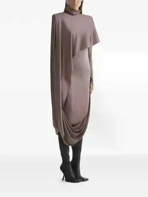 MUGLER Draped High-neck Midi Dress
