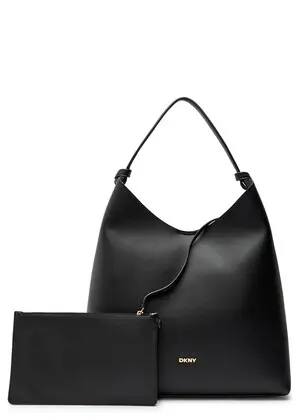 Dkny Paula Grained Leather Hobo Bag - Black