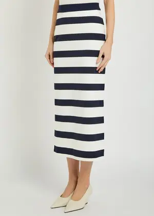 Max Mara Striped Knit Midi Skirt