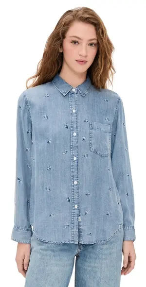 Rails Ingrid Floral Embroidered Button-down Shirt