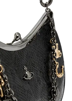 VIVIENNE WESTWOOD Charm Frame Python-effect Leather Shoulder Bag