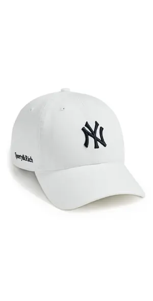 SPORTY & RICH Yankees Serif Baseball Cap - White