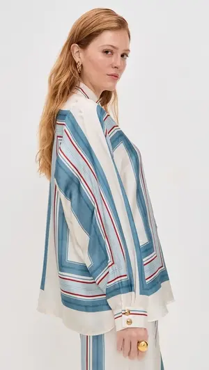 Zimmermann Relaxed Silk Scarf Shirt
