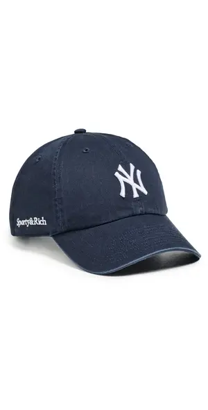 SPORTY & RICH Yankees Serif Baseball Cap - Dark Navy