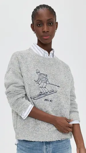 BAILEY ROSE Embroidered Graphic Crewneck Sweater