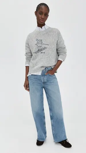 BAILEY ROSE Embroidered Graphic Crewneck Sweater
