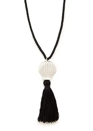 JULIETTA The Shell Pendant Cord Necklace - Black