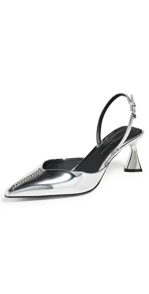 Stella McCartney Elsa Mirror Slingback Heels - Silver