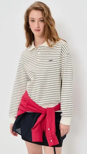 DUNST Striped Collared T-shirt
