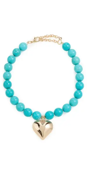 Ettika Heart Charm Beaded Necklace - Turquoise