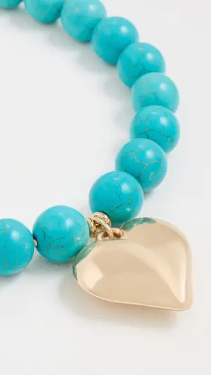 Ettika Heart Charm Beaded Necklace - Turquoise